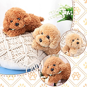 2 Pcs Plush Stuffed Golden Poodle Dog Plush Animals Soft Toy Stuffed Puppy Adorable Plush Puppy Toys for Preschool Birthday Party Supplies (Toy Poodle, 10.6 Inch)