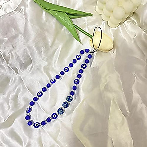 Beaded Phone Charm, Face Phone Lanyard Wrist Strap Gemstone Handmade Phone Chain Strap Keychain for Women Girls