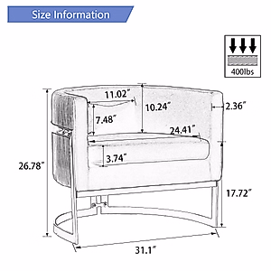 Alunaune Upholstered Modern Living Room Chair Accent Chairs, Brown Faux Leather Armchair Mid Century Lounge Barrel Chair Anti Scratch Sofa Tub Bucket Club Chair for Bedroom
