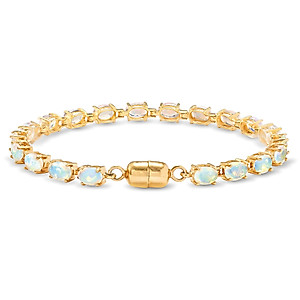 Ross-Simons Ethiopian Opal Tennis Bracelet in 18kt Gold Over Sterling. 7 inches