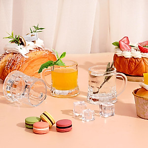 Futtumy 2 OZ Mini Beer Mug Shot Glasses with Handles, Mini Beer Shot Glasses for Party Christmas Birthdy BBQ, Beer Mugs for Freezer Men Women Father Dad Beer Whiskey, Beer Mugs Bulk(6 PCS, Glass)