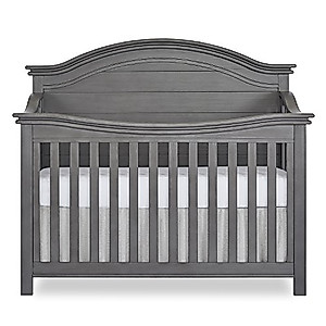 Evolur Belmar Double Dresser in Rustic Grey, 54x20.25x33 Inch (Pack of 1) & Belmar Curve 5-in-1 Convertible Crib in Rustic Grey