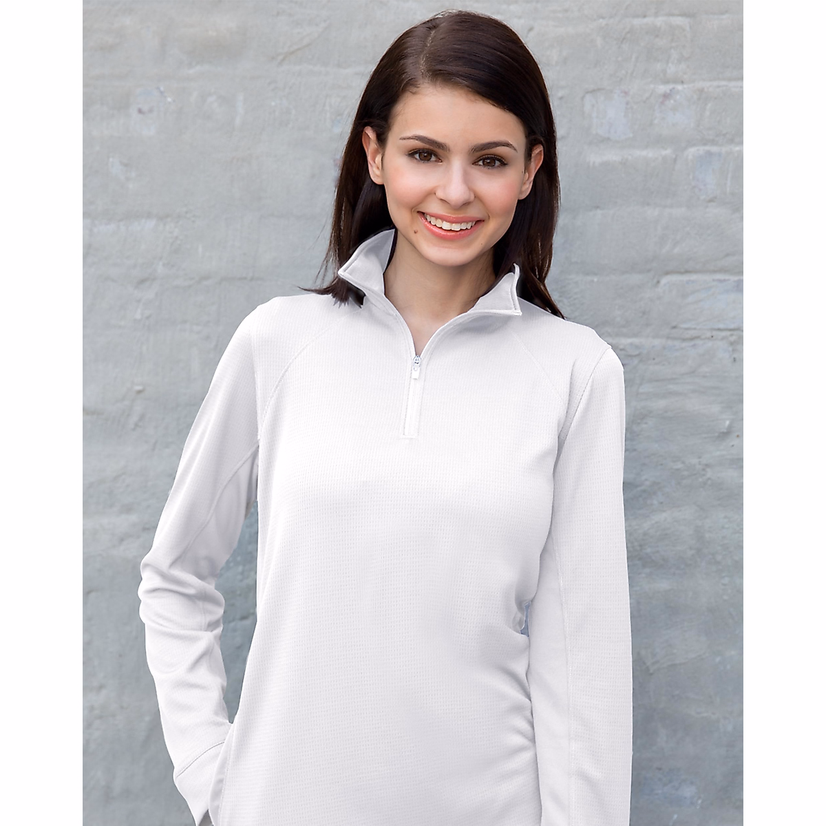 Vantage Apparel Women's Collegiate Micro Mesh Performance White 1/4 Zip Pullover, Air Force Falcons, White, Medium