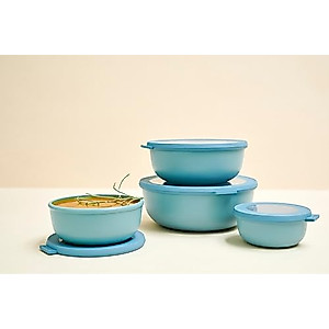 Mepal Rosti Cirqula Multi Food Storage and Serving Bowl with Lid, Low Bowl-11oz, Black