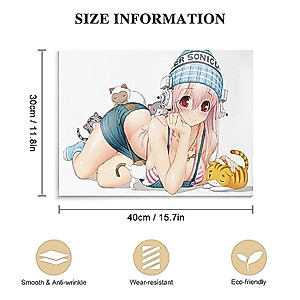 Super Sonico Anime Posters Kawaii Girls Swimsuit Cartoon Aesthetic Poster (3) Wall Art Paintings Canvas Wall Decor Home Decor Living Room Decor Aesthetic 16x20inch(40x51cm) Frame-Style