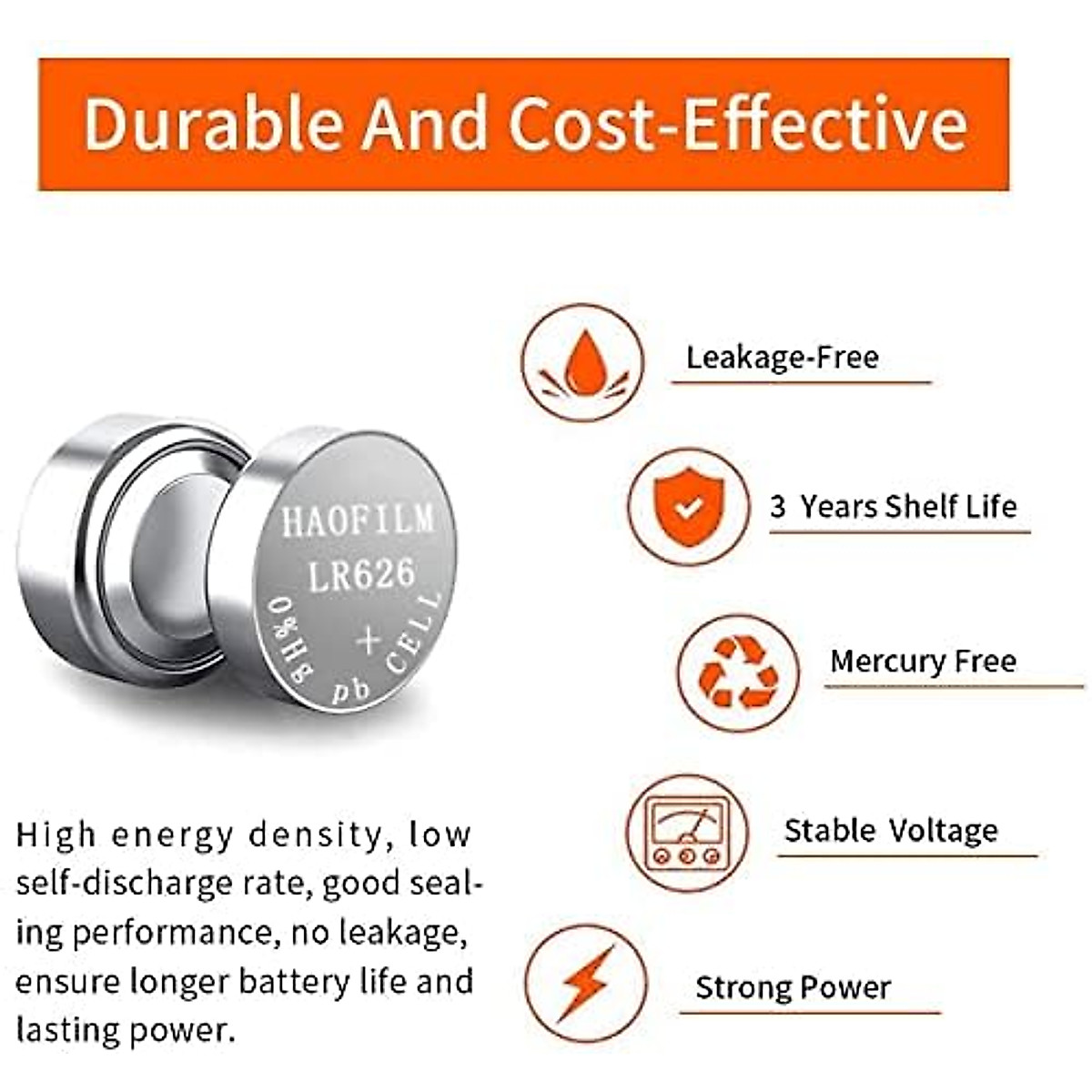 HAOFILM LR626 SR626SW 377 376 LR626 AG4 Premium Alkaline Battery,1.5V Round Button Coin Cell Batteries (10 Pack)
