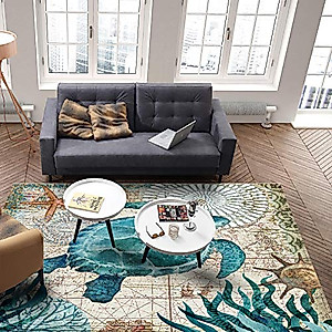 ARTSHOWING Sea Turtle Area Rug, 2' x 3' Large Indoor and Outdoor Area Rugs with No-Slip Backing, Easy to Clean, Perfect for Living Room, Patio, Picnic, Decking Ocean Animal Beach Landscape Sea Theme