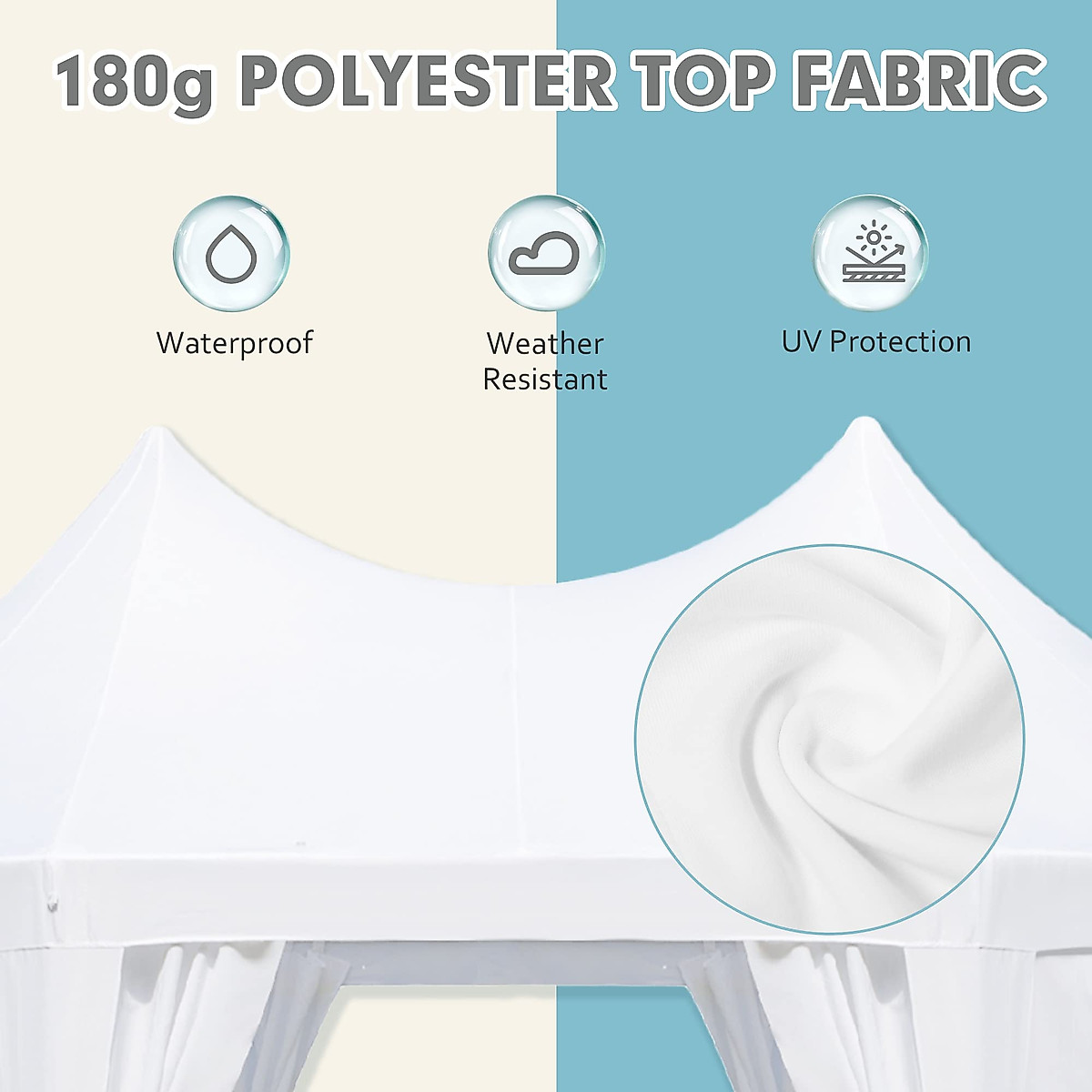 EROMMY 26x19ft Party Tent, White Wedding Tent, Decagonal Heavy Duty Canopy with 8 Removable Sidewalls, 8 Church Windows and 2 Pull-Back Doors, Outdoor Gazebo Pavilion Shelter Tent for Party, Event