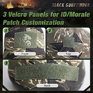 Black Gunpowder Tactical Camo Baseball Cap Tactical Operator Collection Patch Hunting Outdoor Activities (Tiger Stripe)