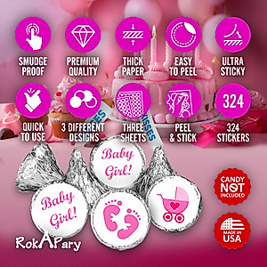 324 Pink Its a Girl Baby Shower Favors Stickers for Baby Shower Or Baby Sprinkle Party Decorations, Baby Shower Kisses Stickers, Baby Shower Pink Favors Labels, Its a Girl Kisses. Made in USA