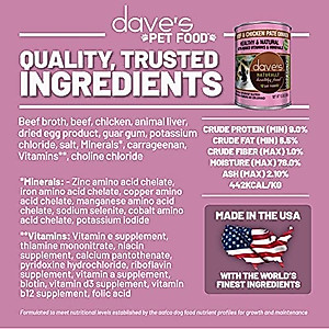 Dave's Pet Food Grain Free Wet Cat Food (Beef & Chicken Pate), Made in USA Naturally Healthy Canned Cat Food, Added Vitamins & Minerals, Wheat & Gluten-Free, 12.5 oz (Case of 12)