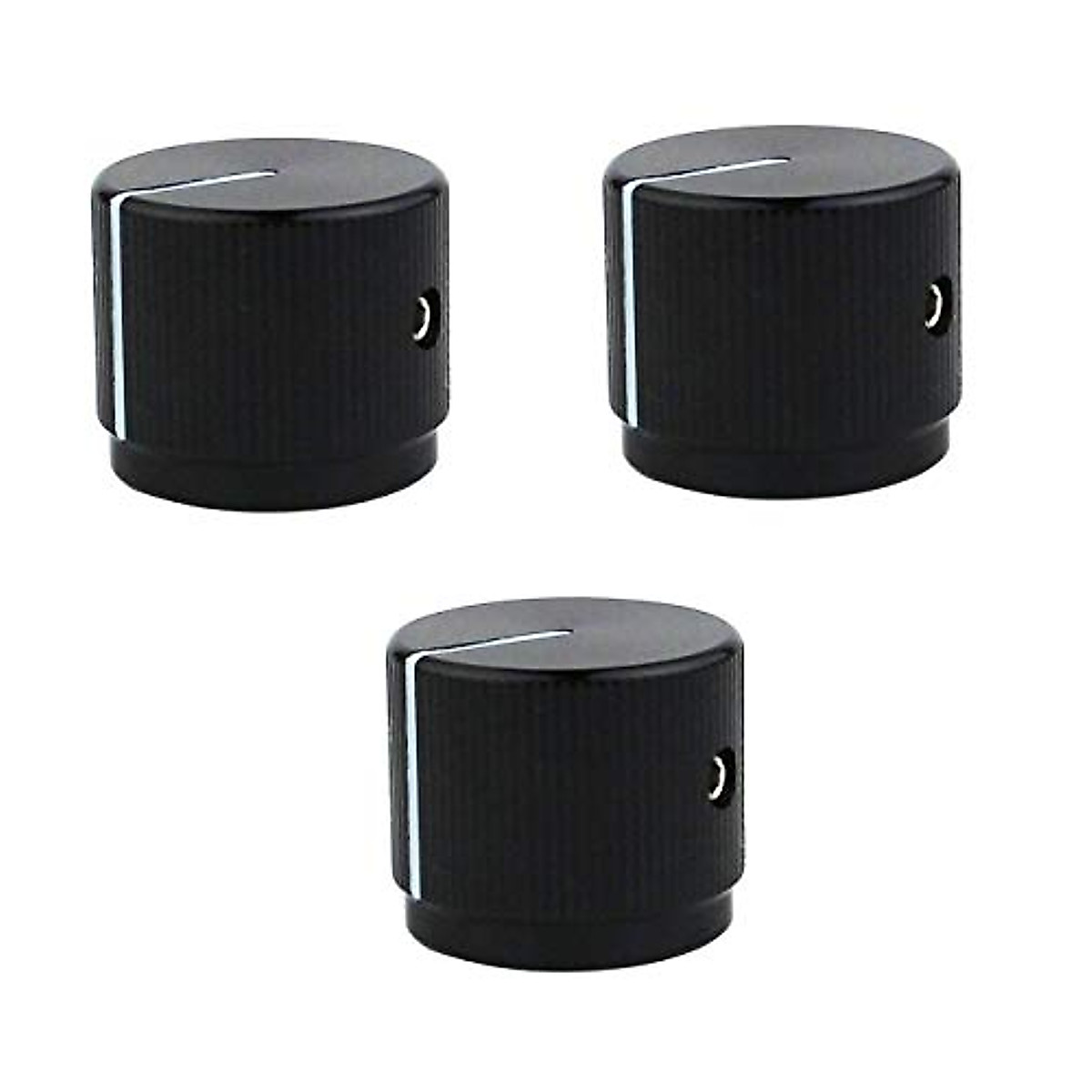 Guyker 3Pcs Guitar Aluminum Alloy Flat Top Control Knobs Dia. 6mm(0.24") Shaft Pots - Dome Tuning Potentiometer Knob Replacement Part for Electric Guitar or Precision Bass, black