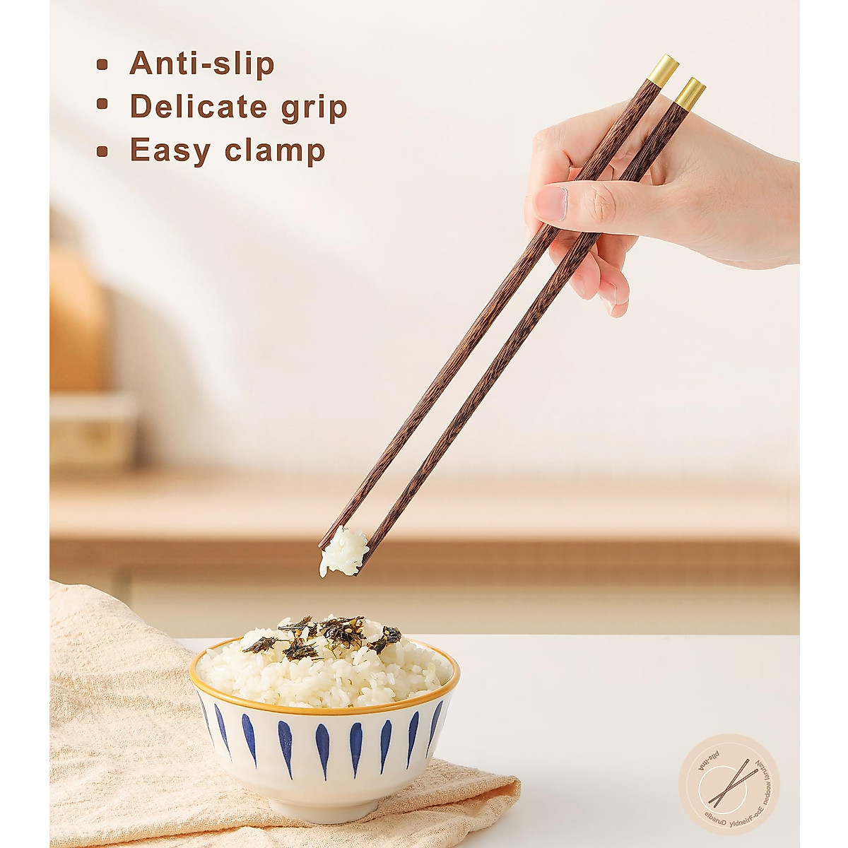 LOROTOCO 100 Pairs Wooden Chopsticks | Reusable | Dishwasher Safe | Bulk | Chinese- （9.84in）