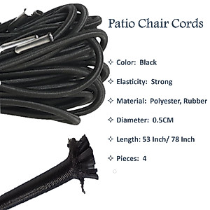 Zero Gravity Chair Cord Replacement, 4 Pack, Elastic Cord for antigravity Chair, Patio Recliner Chair, Lawn Bungee Chair, Beach Chair, Lounge Chair, Outdoor String Chair, Nylon Stretch String Cord