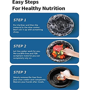 KOOC Slow Cooker Liners 14"x22" 20 Count Extra Large Size Disposable Pot Liners Cooking Bags Fit 6 qt to 10 qt Pot BPA Free Fresh Locking Seal Design