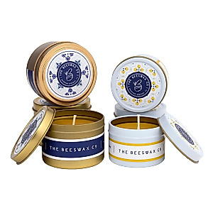 The Beeswax Co Southwest Travel Candle Tin - Natural Honey Scented - Long-Lasting & Eco-Friendly - Cotton Wick - Slow Burning - Hand Poured Pure Organic Bees Wax - 4oz Candles - 2.5 x 1.5