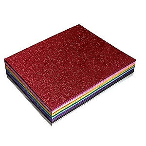 36 Pack Glitter Foam Sheets, 9 x 12 Inch, by Better Office Products, Assorted 12 Colors, for Arts and Crafts, 36 Sheets