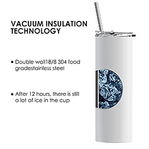 Arslo 20 oz Stainless Steel Skinny Tumbler bulk, Vacuum Insulated Tumbler with Straw and Lid, Double Wall Travel Mugs for Coffee Water Sublimation Tumbler for DIY(1PACK White)