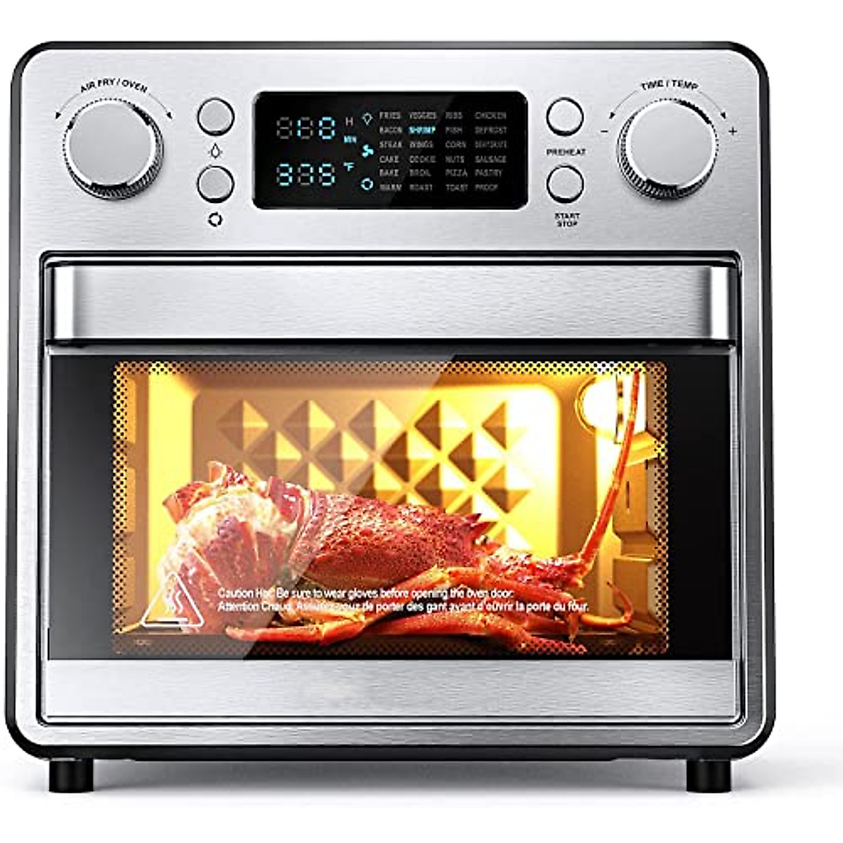 leiko Air Fryer Toaster Oven Combo, 16 QT capacity and Convention Countertop, with microwave&air fryer &roast&bake&thaw &reheat 24-1 function, Stainless Steel, Silver, 1700W.