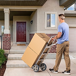 HaulPro Heavy Duty Hand Truck with Vertical Loop Handle - Aluminum Dolly Cart for Moving - 500 Pound Capacity - 10" Rubber Wheels - 52.25" H x 17.5" W with 17.75" x 9.5" Diecast Nose Plate