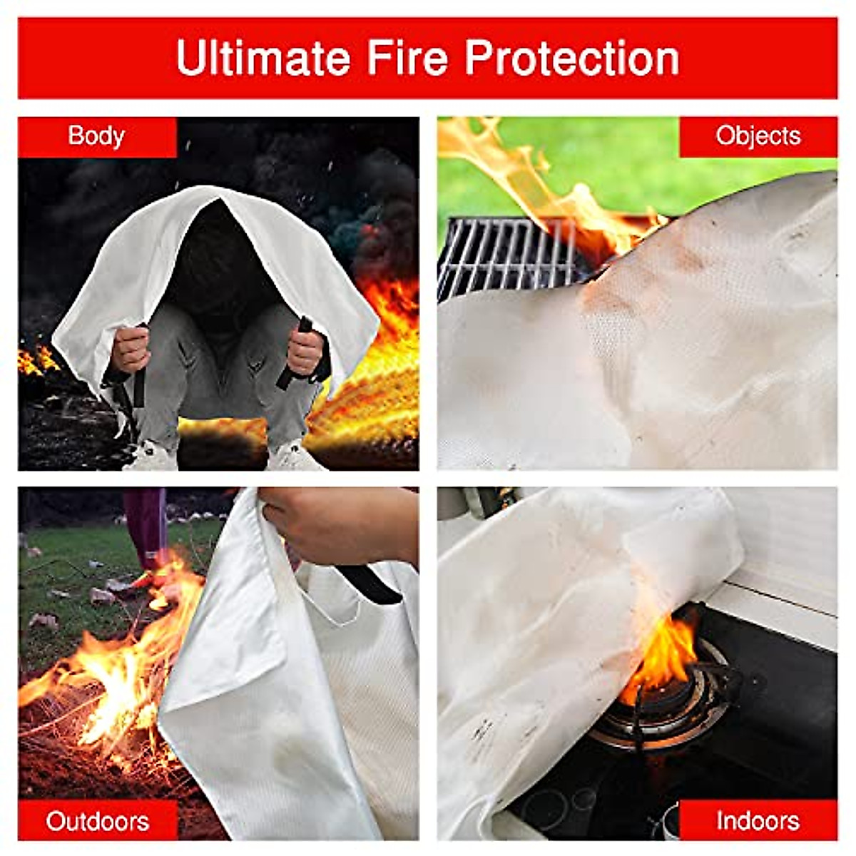 Mart Cobra Emergency Fire Blanket for Home and Kitchen – Easy to Carry 40” x 40” Fire Suppression Blanket Can Fit in Survival Kits & Camping Gears – Made with 100% Fiberglass Fabric – 2-Pack