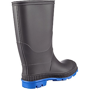 Kamik Youth Stomp Rain Boot, Charcoal/Blue, 2 US Unisex Little Kid