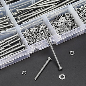 HELIFOUNER 400 Pieces M3 x 30mm /35mm /40mm /45mm /50mm, Button Head Socket Cap Metric Screws Nuts Washers Kit, 304 Stainless Steel