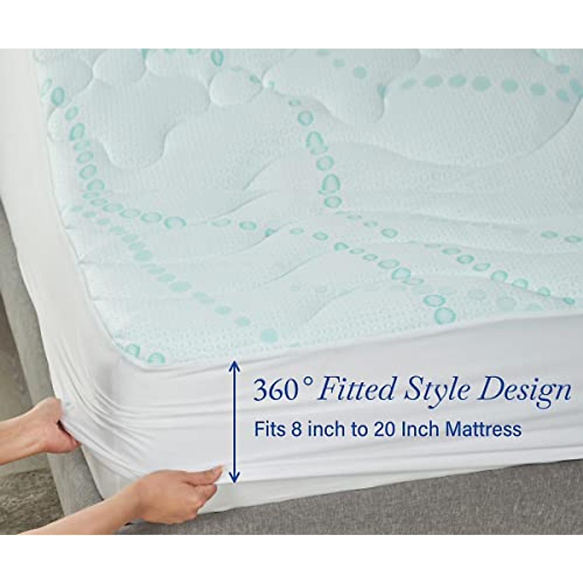 3-Zone Cooling Queen Mattress Pad, Quilted Mattress Pad Queen Size, Deep Pocket Fits 8-20 Inch Mattress