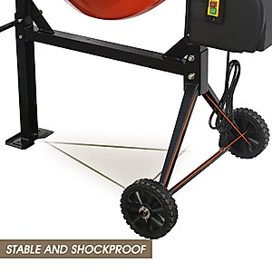 Oarlike 4.2 Cu Ft Electric Concrete Mixer Portable Cement Mixing Machine for Stucco, Mortar Seeds with Wheel and Stand