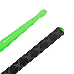 5A Nylon Drumsticks for Drum Set Light Durable Plastic Exercise ANTI-SLIP Handles Drum Sticks for Kids Adults Musical Instrument Percussion Accessories Green
