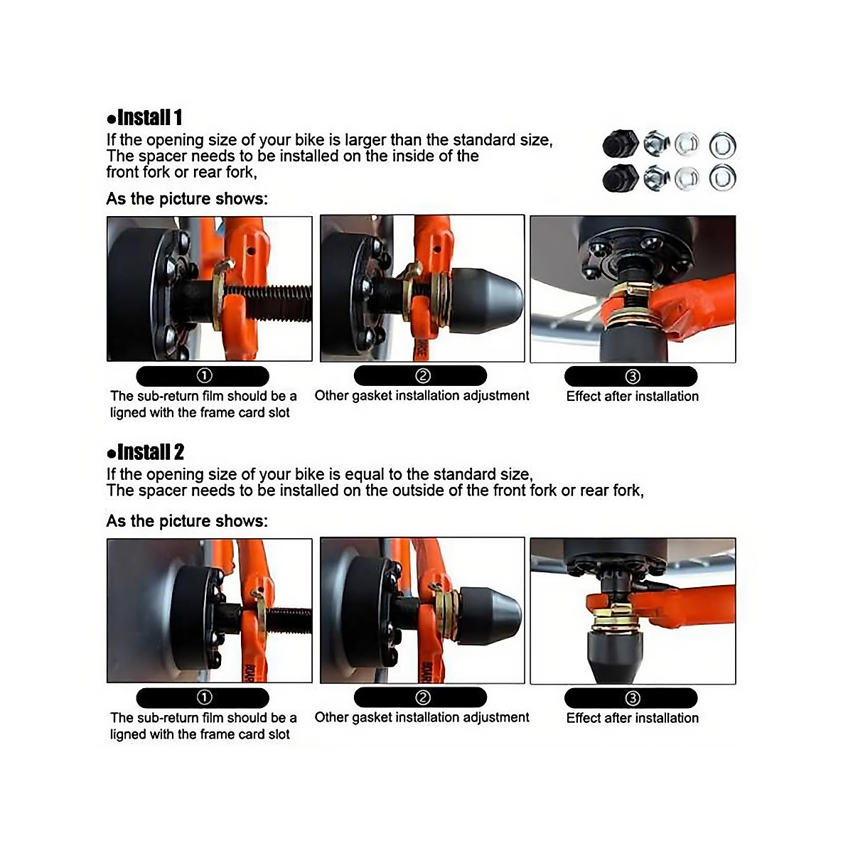 Auto-plaza E-Bike Hub Motor Nuts Bike Safety Washers Electric Bicycle Wheel Lock Nuts Motor Axle Bolt Screw Full Set (M12 Shaft)