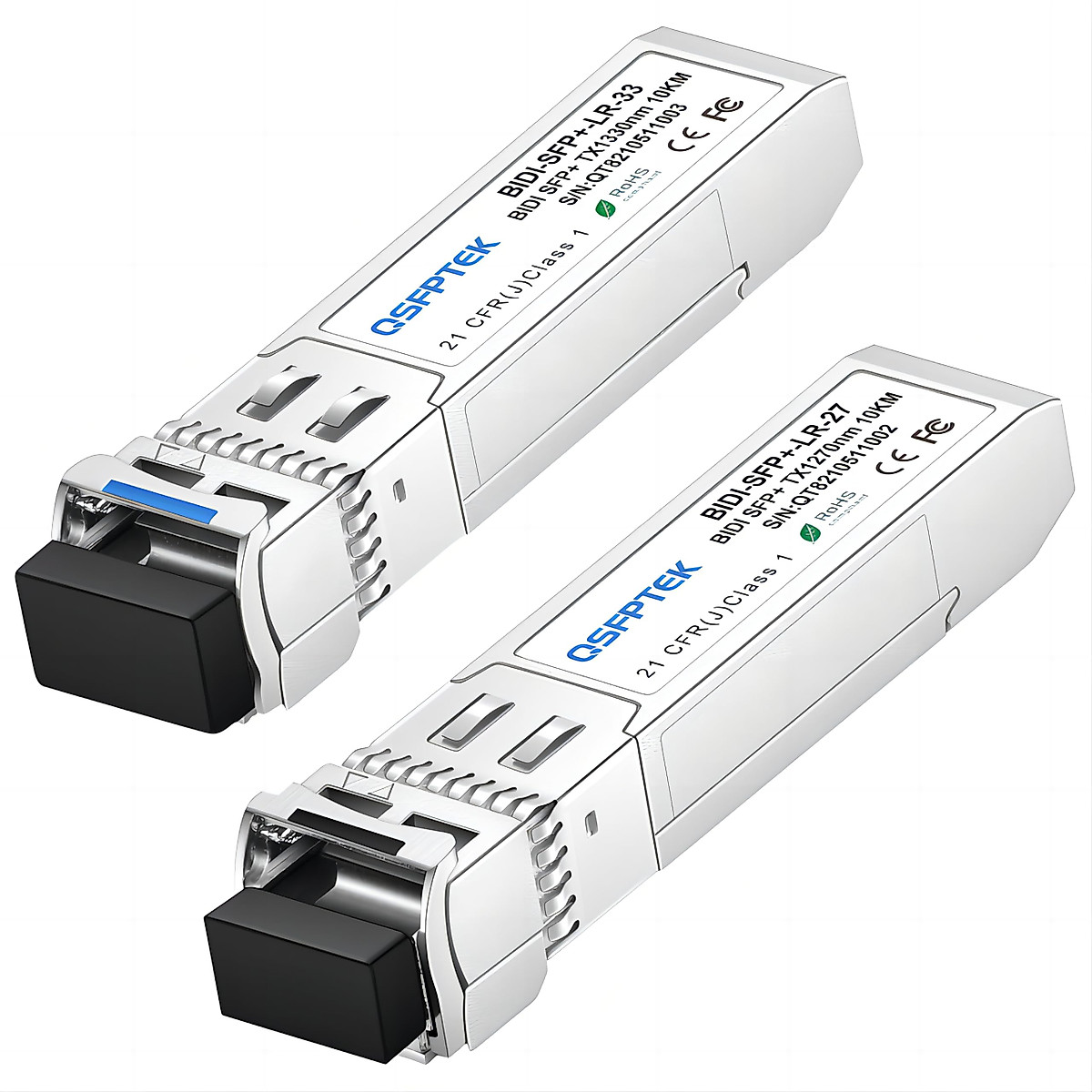 1 Pair 10G SFP+ Bidi Transceivers, 10gbe SFP LC Single-Mode Module, Bi-Directional Mini gbic for Cisco SFP-10G-BXD-I (1330nm-TX/1270nm-RX) / SFP-10G-BXU-I (1270nm-TX/1330nm-RX),10KM, with DDM