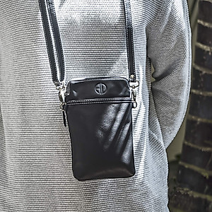 ALICIA DAKTERIS Handcrafted Italian Leather Small Crossbody Travel Bags for Passport, Cards, Phone Safety