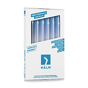 HALM Glass Straws - Sea Life Charity Edition - 6x 8 inch Reusable Drinking Straws with Ocean Animals - Cute Design - Dishwasher Safe - Eco-Friendly - Perfect for Smoothies - Made in Germany