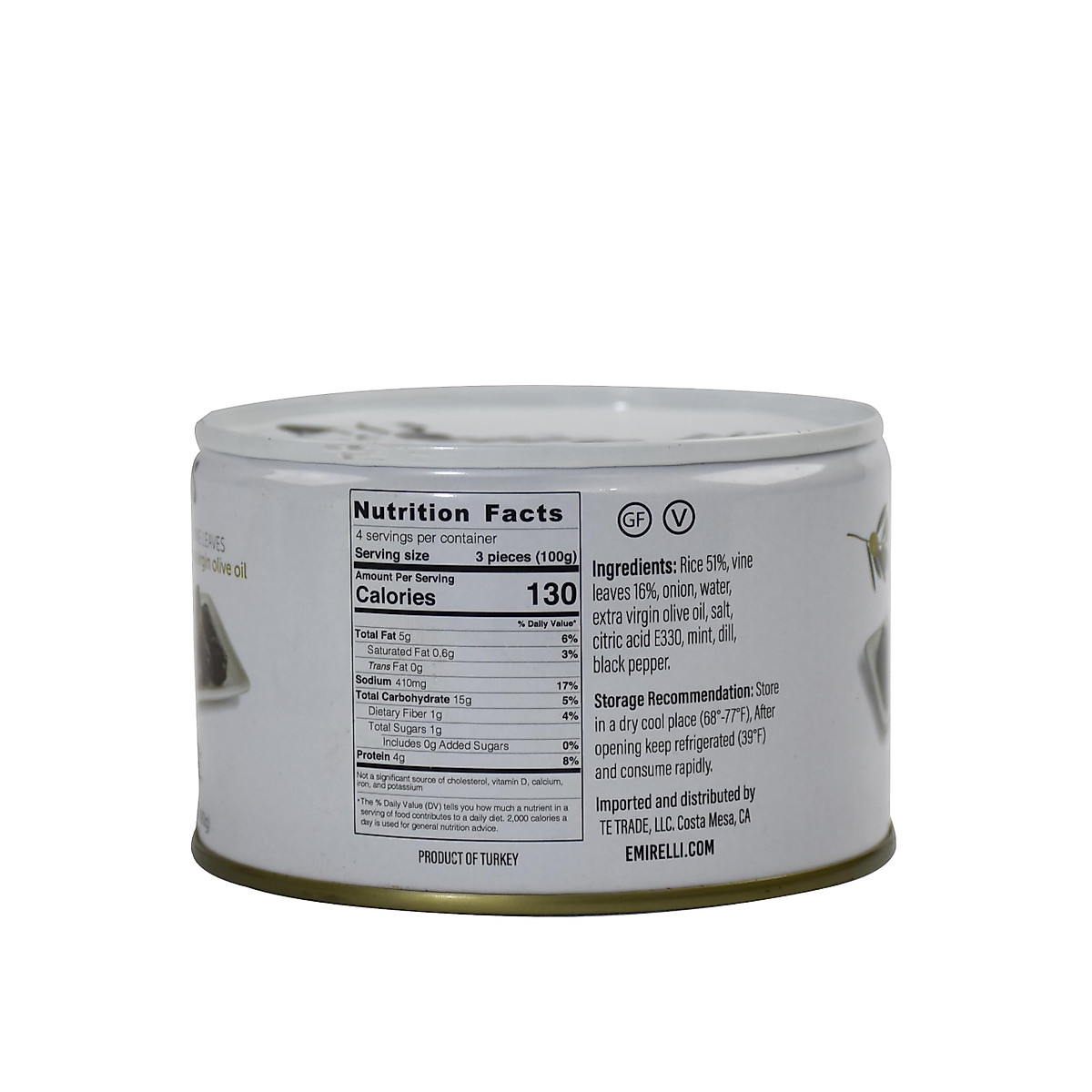 Emirelli Dolmas Stuffed Grape Leaves with Rice, Mediterranean Herbs in Extra Virgin Olive Oil – Super Tasty Ready to Eat Vegan Rolls - Traditional Turkish Recipe – Dolmades Can