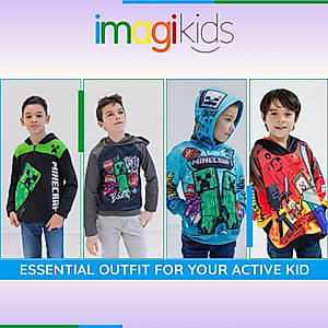 Minecraft Mobs Alex Steve Big Boys Fleece Pullover Hoodie Gray 18-20