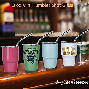 Joytra 8 Pack 3 oz Sublimation Mini Tumbler Shot Glass,Double Wall Vacuum Sealed Stainless Steel Insulated Cups with Lid and Straw,Thermos Travel Coffee Mug For Cocktail,Whiskey,Bar,White