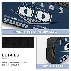 Quzeoxb Custom Dallas Backpack 3pcs Bag Set Laptop Bag, Lunch Bag and Pencil Case Personalized Name Number Gifts for Men Women Boy