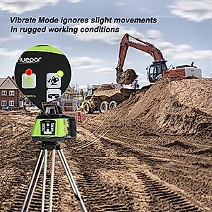 Huepar Electronic Self-Leveling Green Rotary Laser Level Kit -Horizontal&Vertical/Up & Down Plumb Dots -Dual Slope Rotating Laser Level Line with Green Beam, Remote Control, Receiver Included RL200HVG