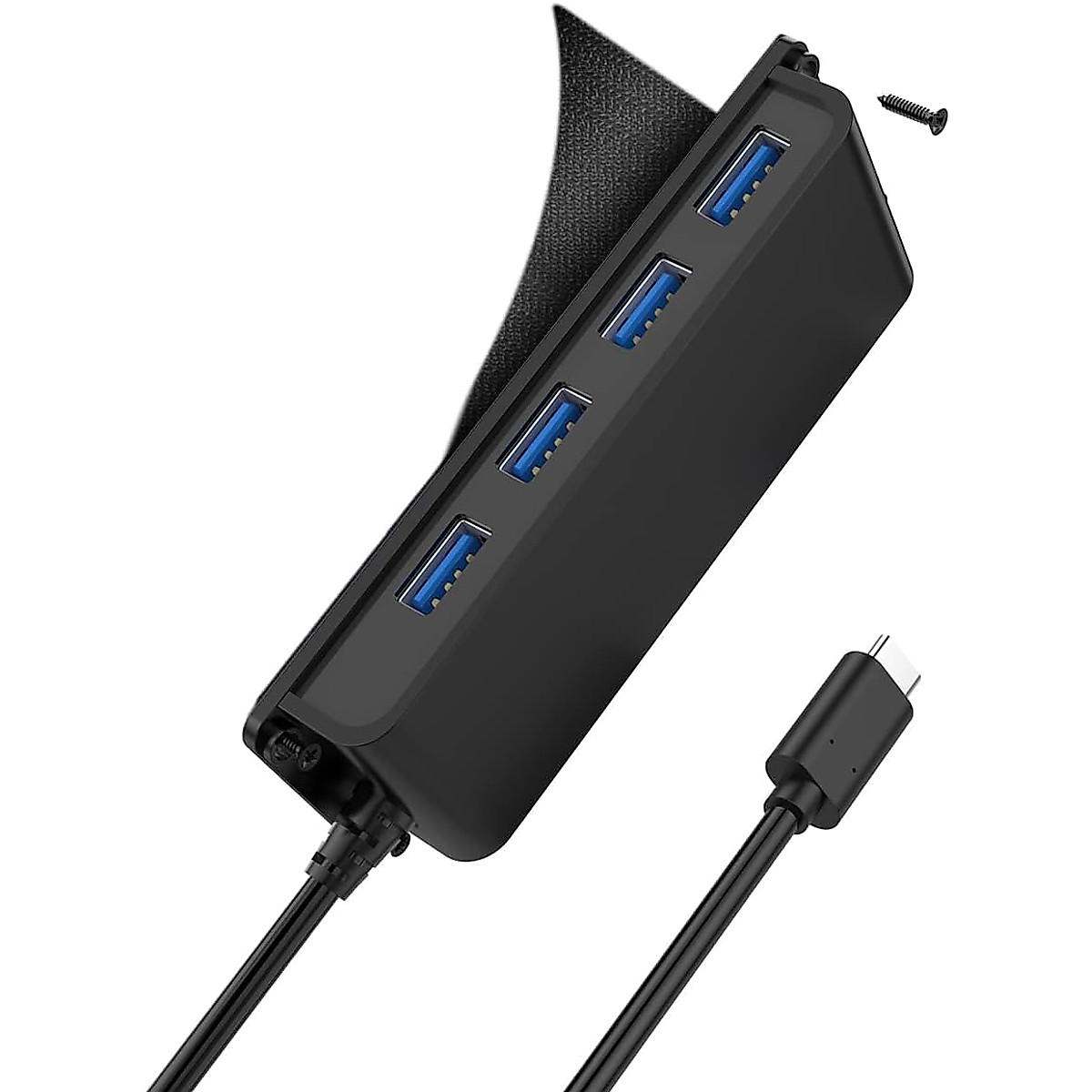 4-Port USB C Hub, USB 3.0 Mountable Desk USB Data Hub 3.0 Multiport Expander with 100CM Cable for MacBook, Mac Pro/Mini, iMac 2021, XPS, Surface Pro, Notebook PC, USB Flash Drives,Mobile HDD and More