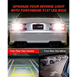 Torchbeam 3157 LED Light Bulbs 3600 Lumens with Projector Error-free For Reverse Back Up Lights DRL Brake Lights Fit 3156 3057 3056 4157 6500K Xenon White（Pack of 2）
