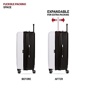 SwissGear 8028 Hardside Expandable Spinner Luggage, Black/White, Checked-Large 28-Inch