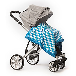 SwaddleDesigns Stroller Blanket, Cozy Plush Baby/Toddler Blanket, 30x40 inches, Forever Diamonds with Blue Satin Trim, Sapphire Blue