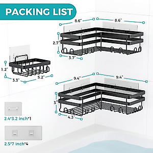 HomeHacks Shower Caddies, 3-Pack with Soap Holder, Shower Organizer with Save Space Hooks, Apartment Essentials for Bathroom, Kitchen & Living Room, Shower Shelf for Inside Shower