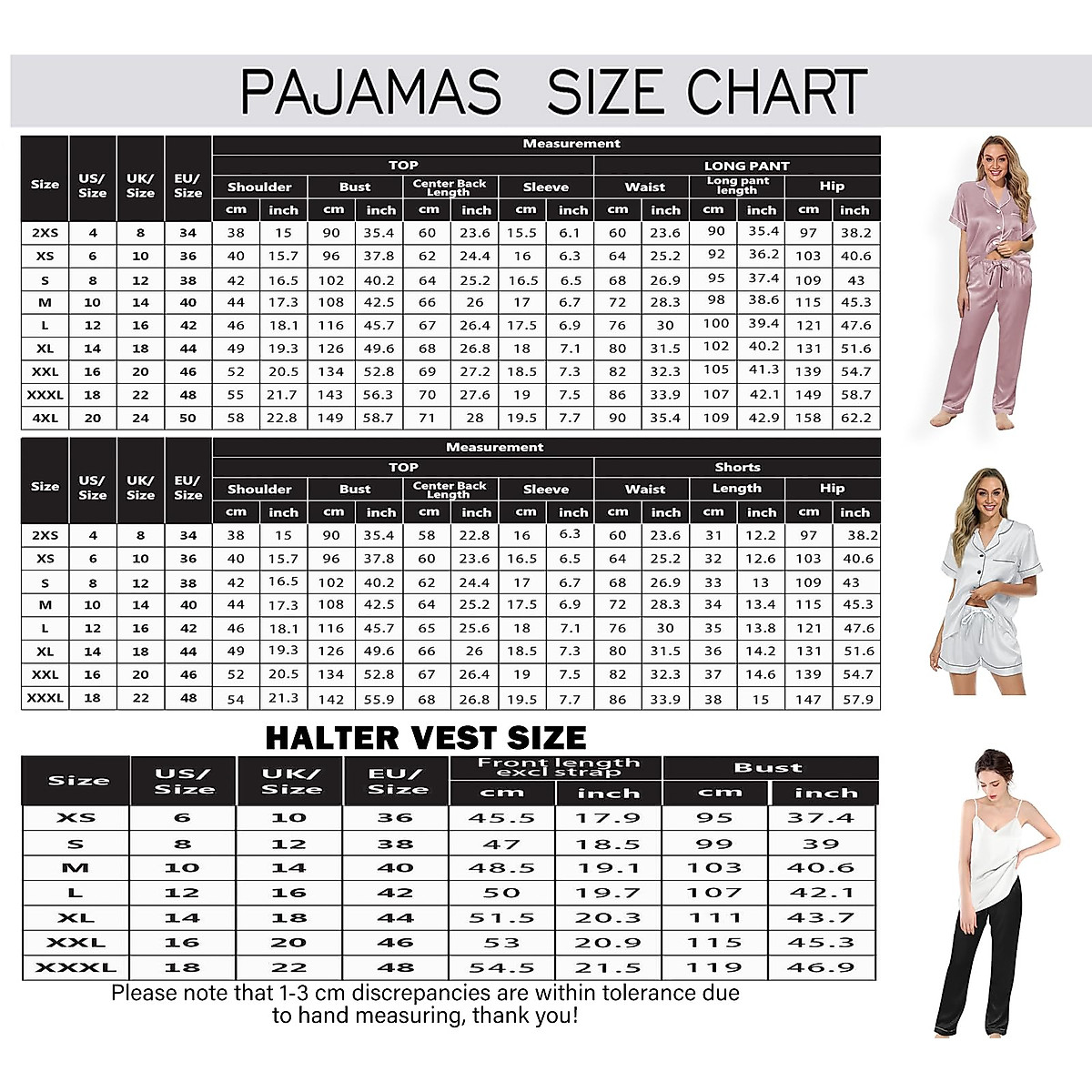 WJing Yi Jia 6Pcs Womens Silk Satin Pajama Sets Pj Sets Short Pjs Set Pajamas Sleepwear Camisole Sexy Cami Dusty Blue