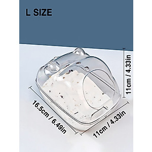 QWINEE Hamster Sand Bath Tub Transparent Hamster Toilet Bath Container Cage Accessories for Gerbil Syrian Mouse Chinchilla and Other Small Animals Clear S