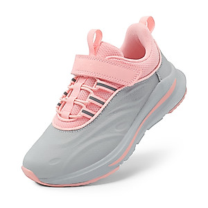 DREAM PAIRS Boys Girls Shoes Kids DuraPlay Tennis Running Athletic Protective Walking Sneakers for Little/Big Kid,Size 2 Little Kid,Light Grey/Pink,SDRS2335K