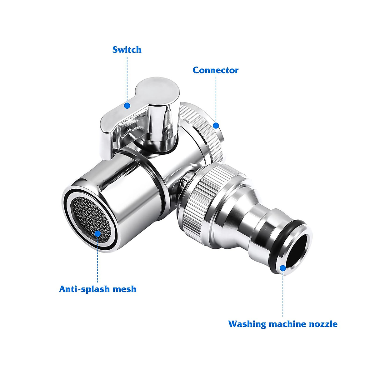 DOITOOL 2Pcs Sink Faucet Diverter Valve with Aerator and Male Threaded Adapter, Washing Machine Hose Adapter for Sink Faucet, Sink Faucet Connector for Water Diversion