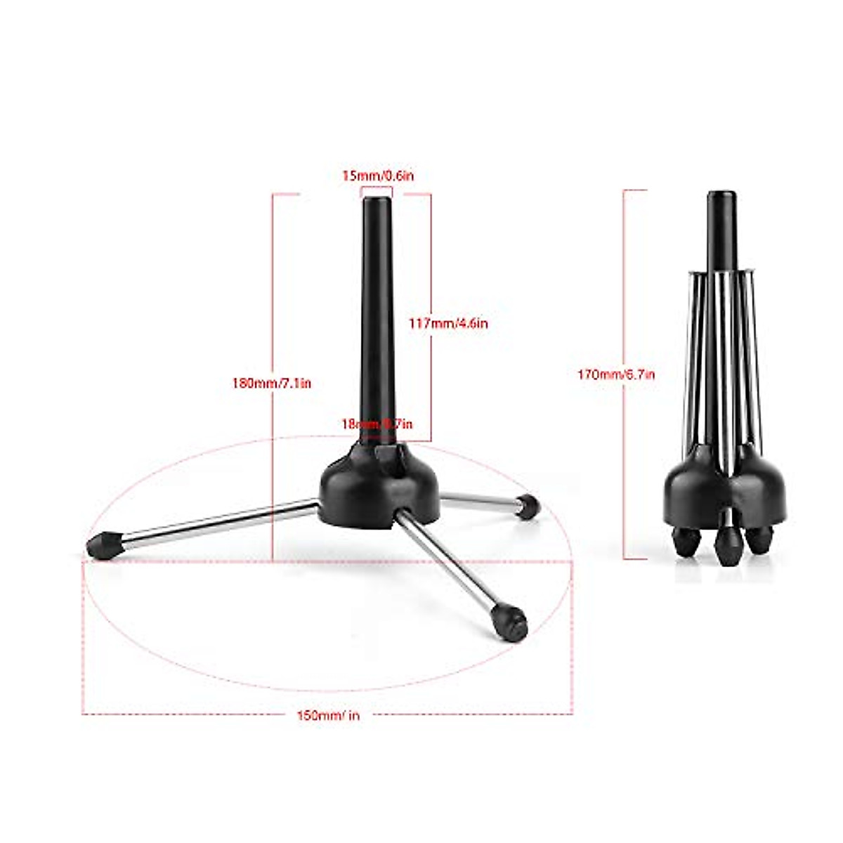 Vangoa Foldable and Portable Tripod Holder Stand for Flute Clarinet Oboe Soprano Saxophone Wind Instrument