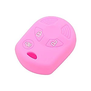 SEGADEN Silicone Cover Protector Case Holder Skin Jacket Compatible with Ford 3 Button Remote Key Fob CV2705 Pink
